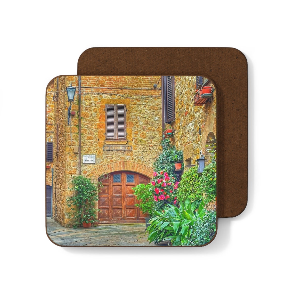 Tuscan Town Hardboard Back Coaster, Italy Lover, Travel, Art ...