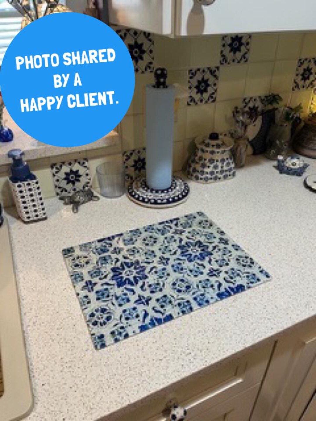 Blue Portuguese Tile Cutting Board | Ceramic Pattern Kitchen Board - Etsy