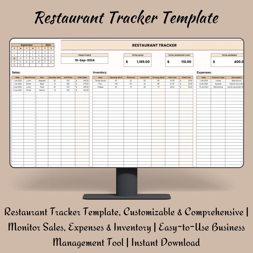 Restaurant Tracker Template, Customizable and Comprehensive Monitor ...