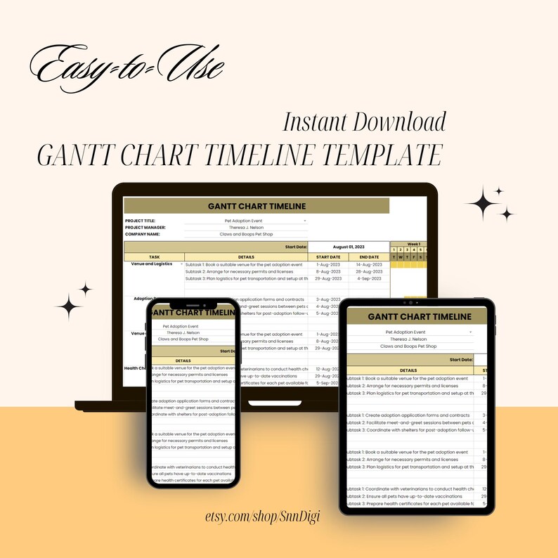 Gantt Chart Timeline Template, Customizable and Easy-to-use Visual ...