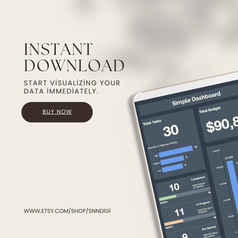 Simple Dashboard Template, Editable Google Sheets Data Visualization ...