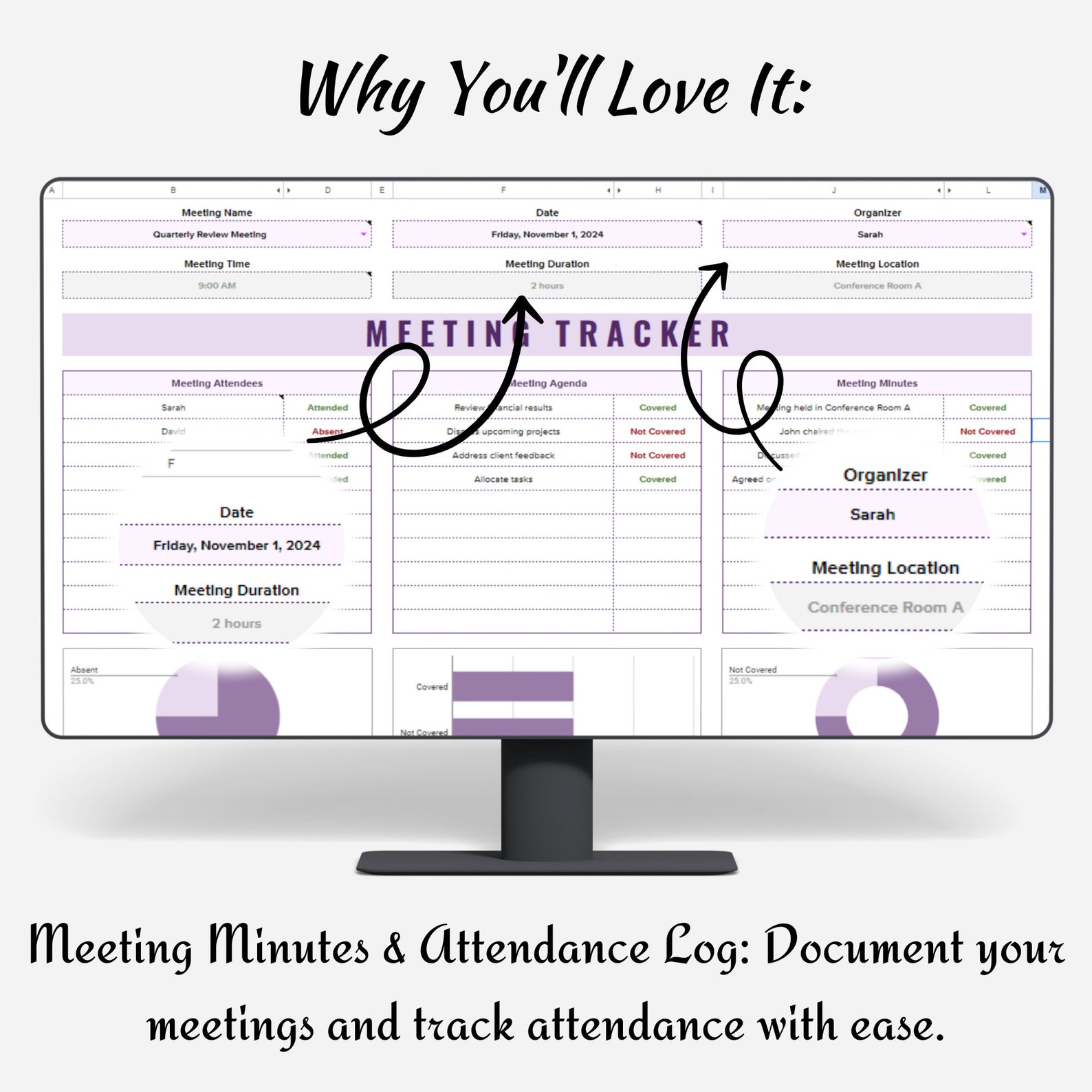 Meeting Tracker Template, Editable Google Sheets Meeting Minutes ...