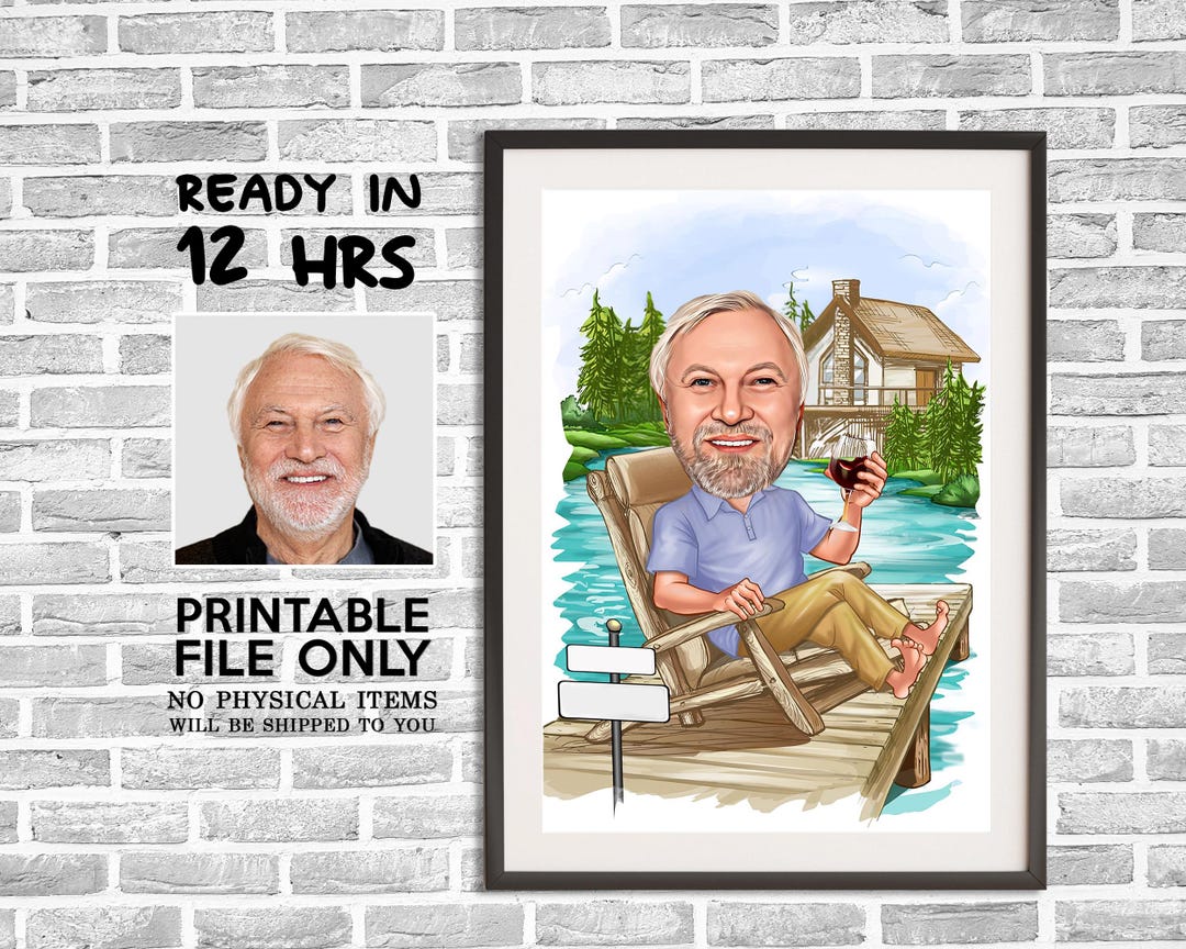 Custom Retirement Cartoon Portrait, Personalized Retirement Caricature ...
