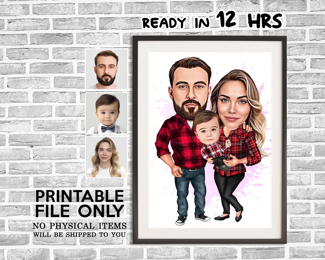 Custom Family Cartoon Portrait, Family Caricature, Caricature From ...