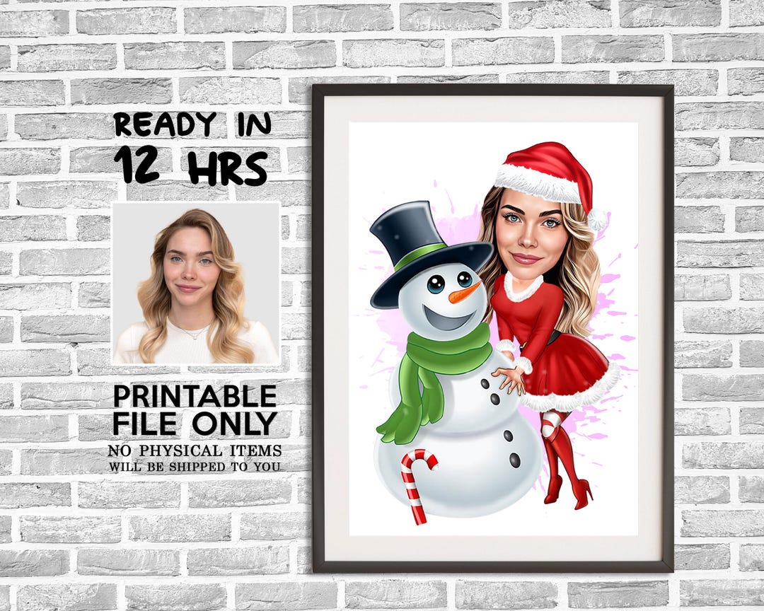 Christmas Caricature From Photo, Xmas Caricature, Digital Portrait ...