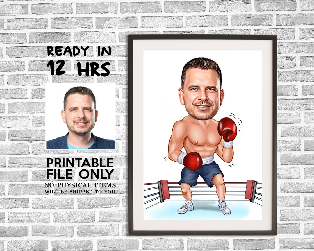 Custom Boxer Cartoon Portrait, Male Boxer Cartoon, Boxer Caricature ...