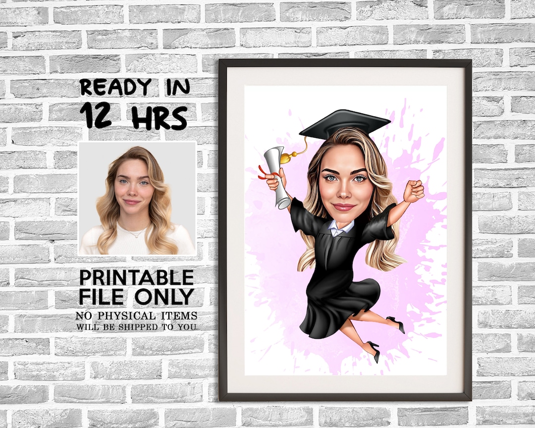 Custom Graduation Cartoon Portrait, Graduation Portrait, Graduation ...