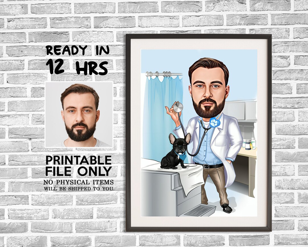 Customized Male Veterinarian Cartoon, Men Veterinarian Drawing Art, Vet ...