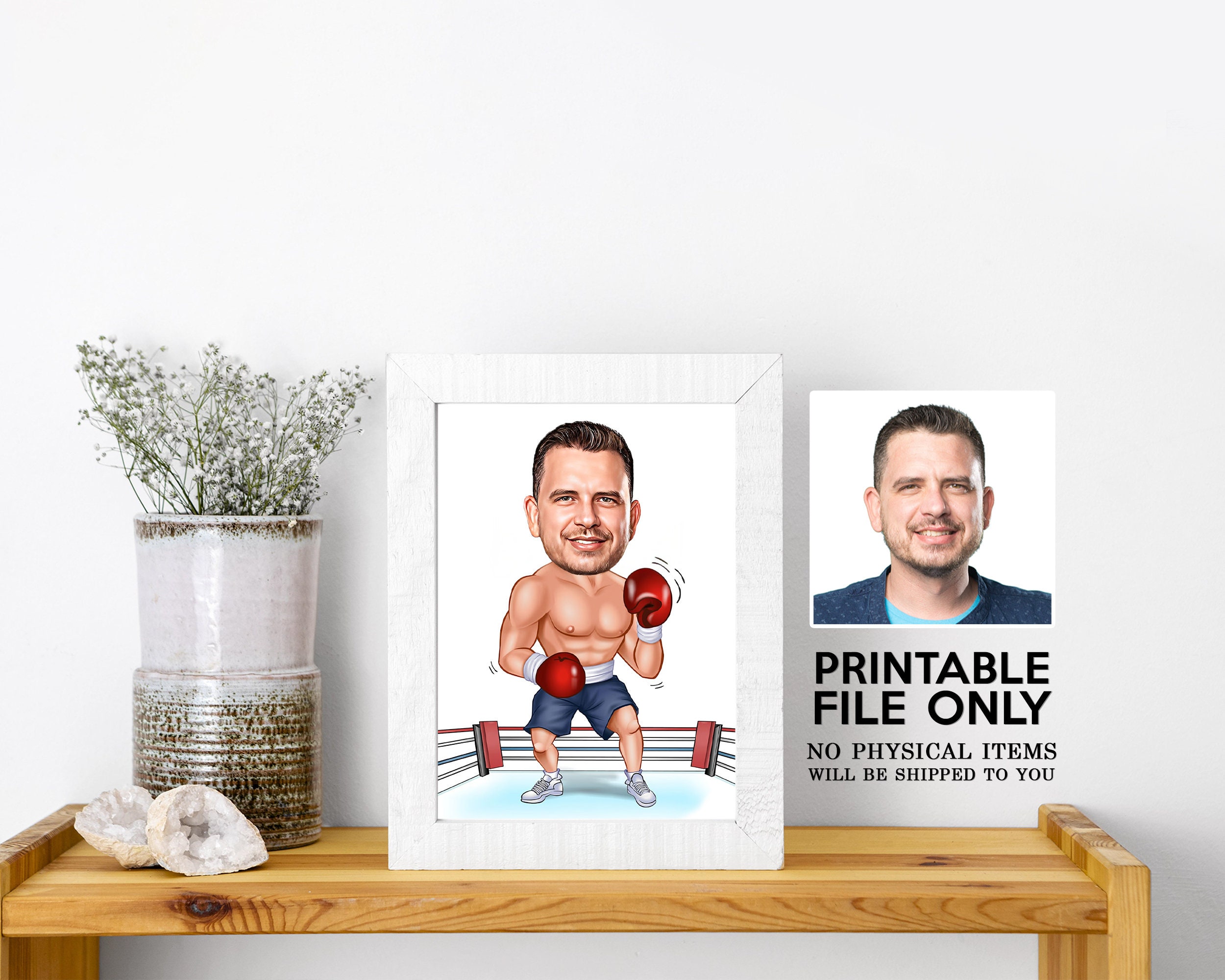 Custom Boxer Cartoon Portrait, Male Boxer Cartoon, Boxer Caricature ...