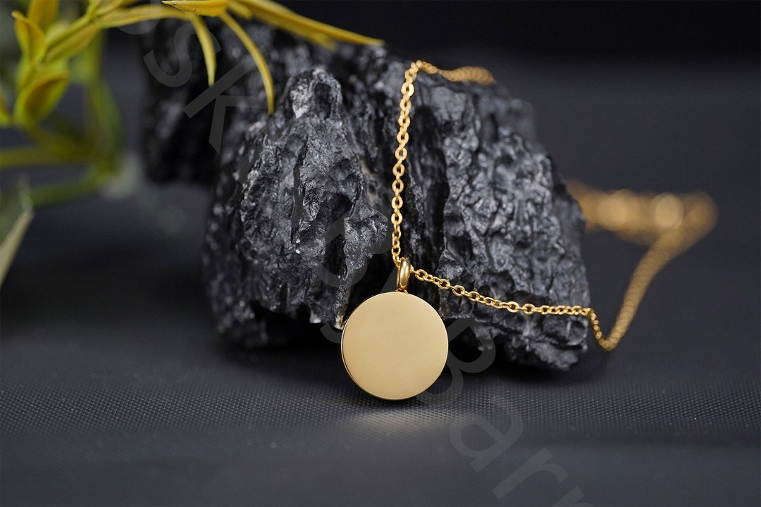 Round Cremation Urn Necklace, Custom Ash Holder Round Pendant, Real ...