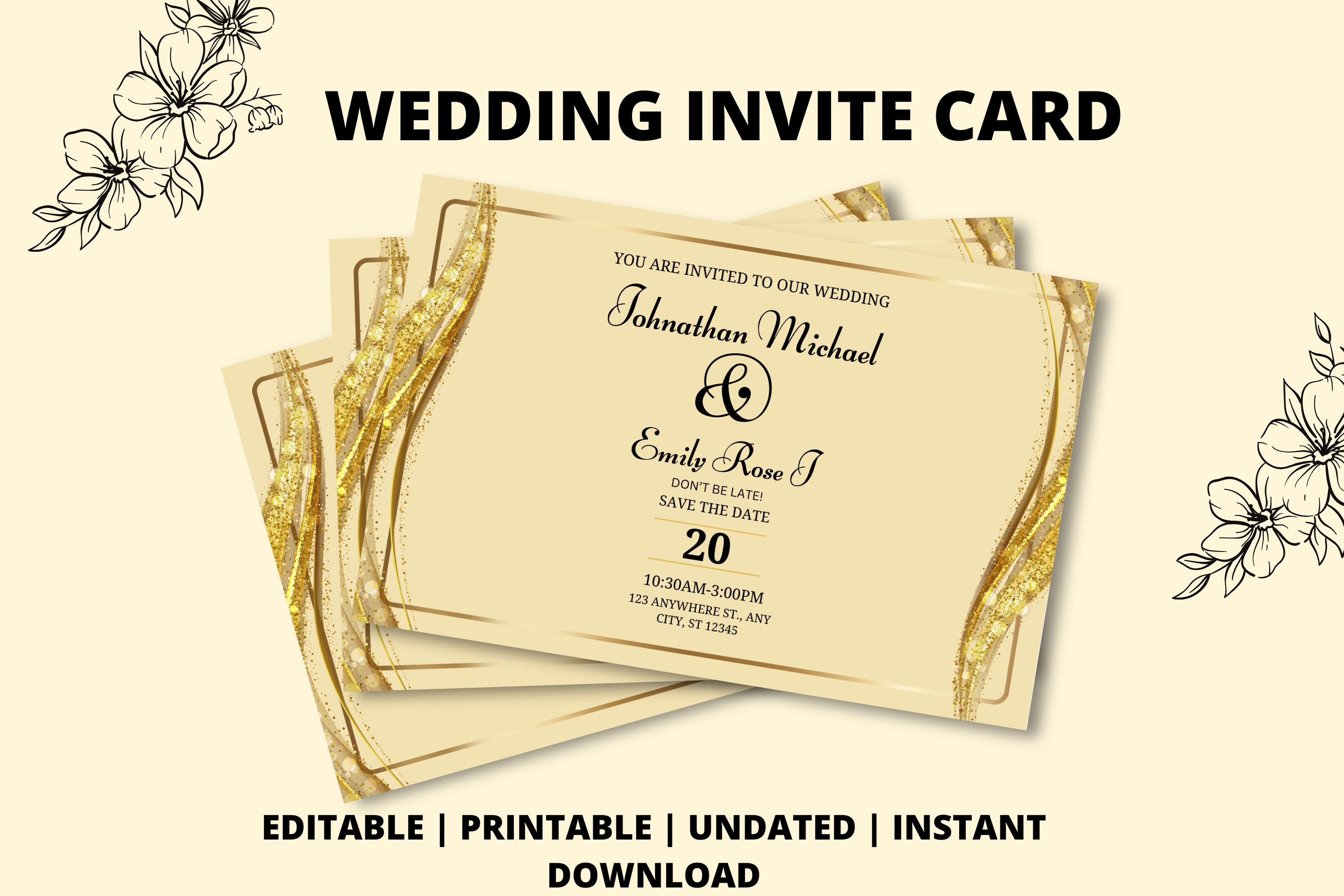 Editable Wedding Invitation Card Template PDF - Instant Download ...