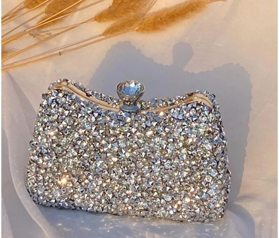 Sparkly Beaded Sequin Evening Bag, Sparkly Rhinestone Clutch, Bridal ...