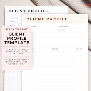 Client Profile Template PDF Ready to Print, Small Business Bundle ...
