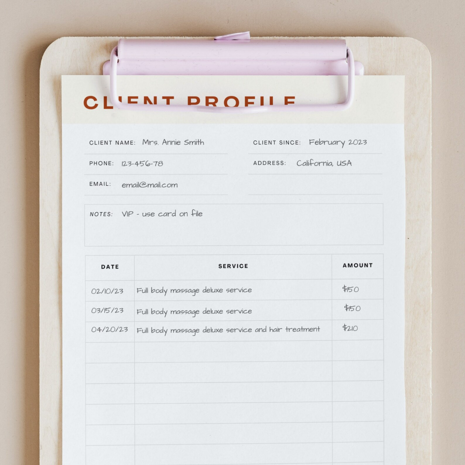 Client Profile Template PDF Ready to Print, Small Business Bundle ...