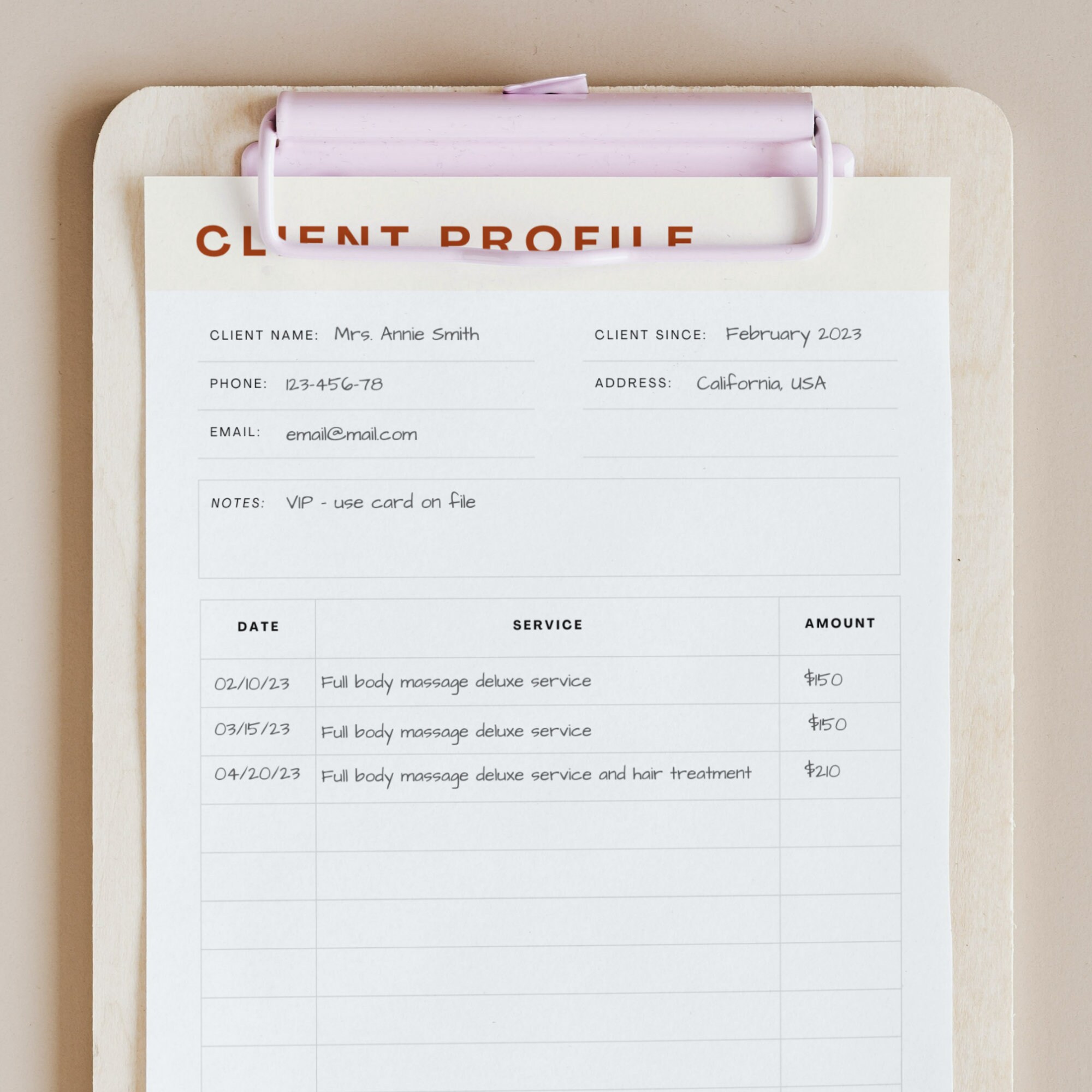 Client Profile Template PDF Ready to Print, Small Business Bundle ...
