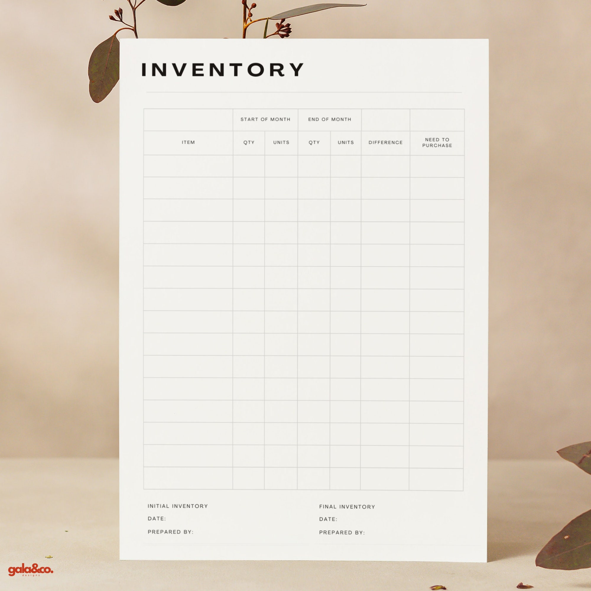 Inventory Tracker Template PDF Ready to Print, Small Business Tools ...