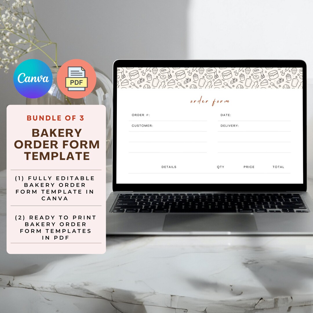 Canva Simple Cake Cookie Cupcake Order Form Template, Custom Editable ...