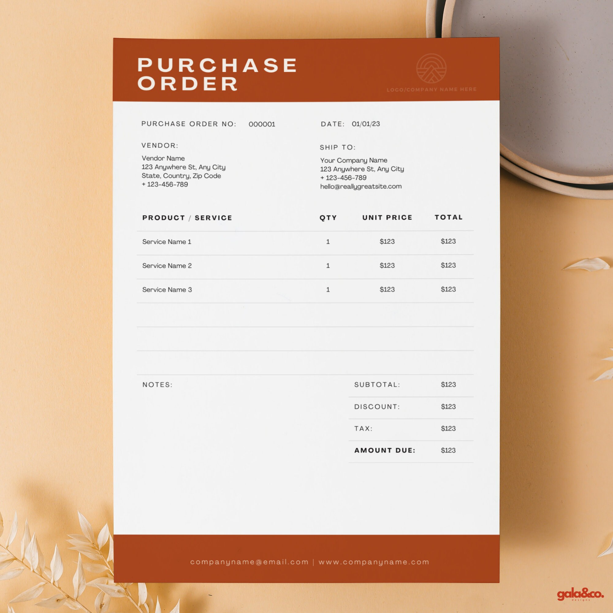 Purchase Order Template Canva PDF, Small Business Bundle Template ...