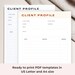 Client Profile Template PDF Ready to Print, Small Business Bundle ...