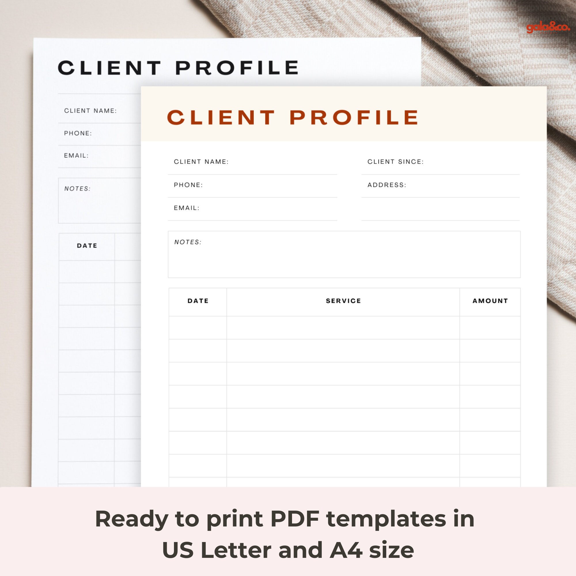 Client Profile Template PDF Ready to Print, Small Business Bundle ...