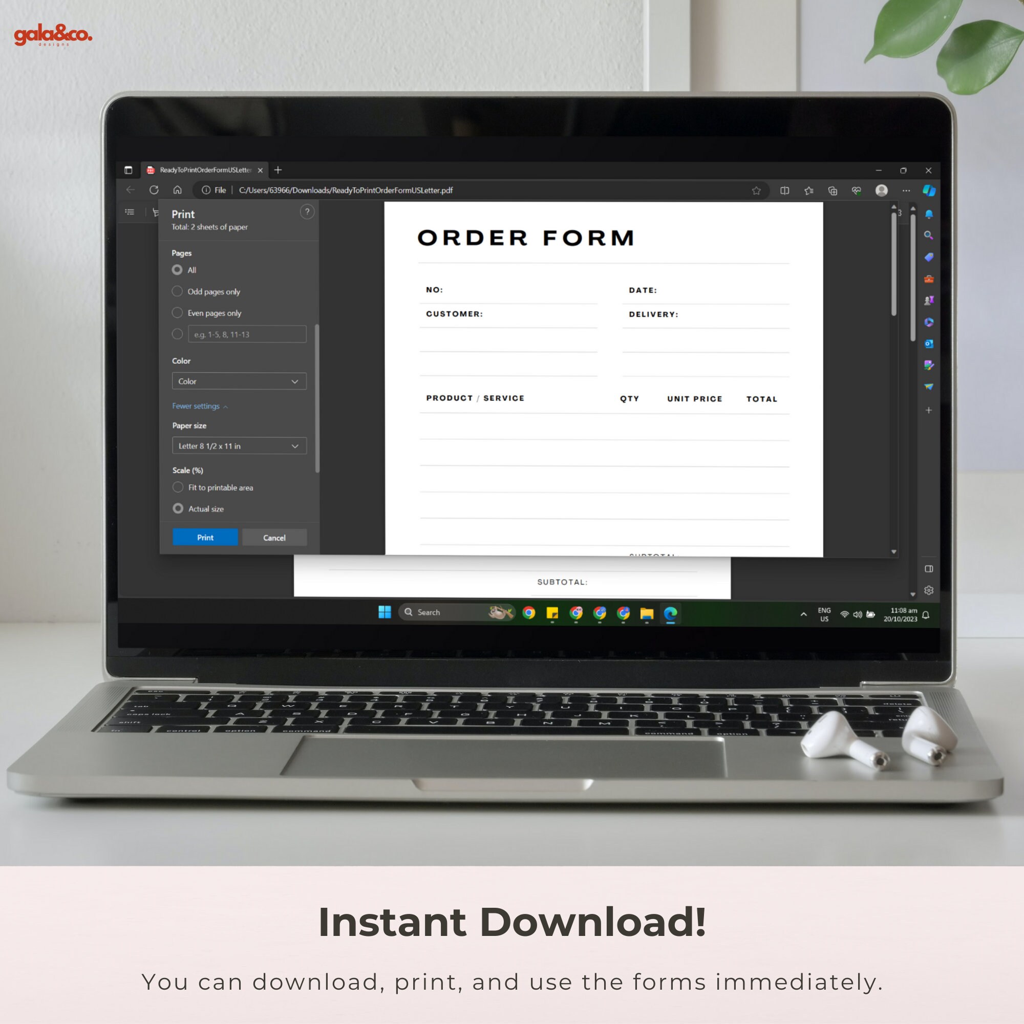 Order Form Template PDF Ready to Print, Small Business Bundle Template ...