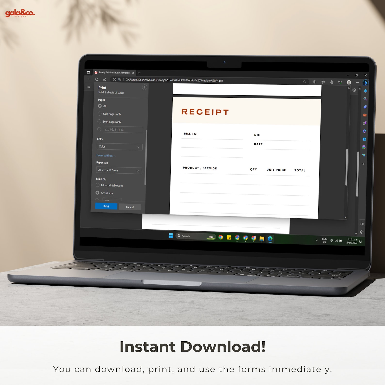 Receipt Template Ready to Print PDF, Small Business Tools Bundle ...
