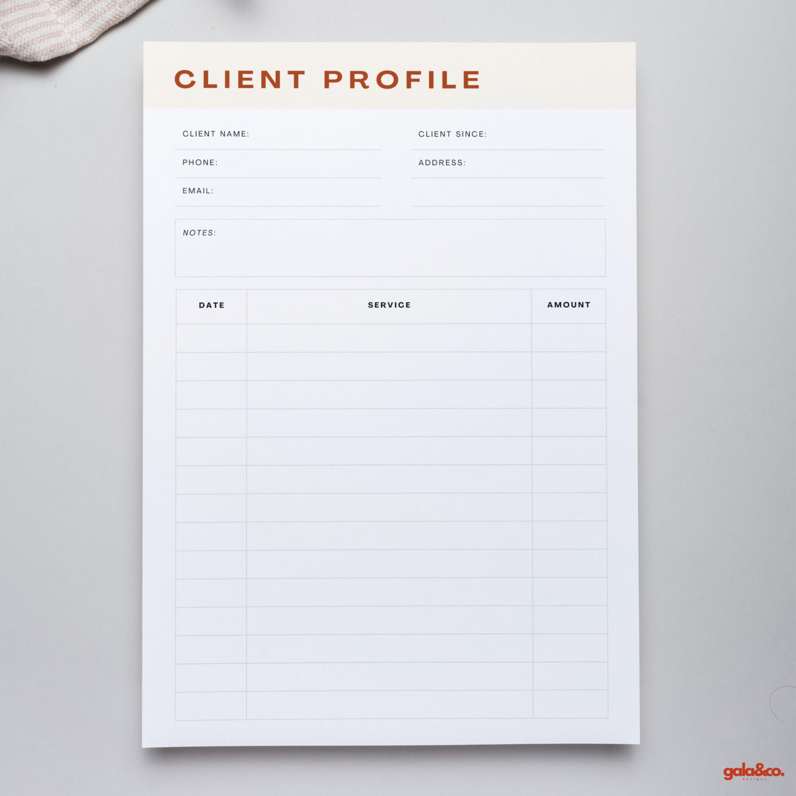 Client Profile Template PDF Ready to Print, Small Business Bundle ...
