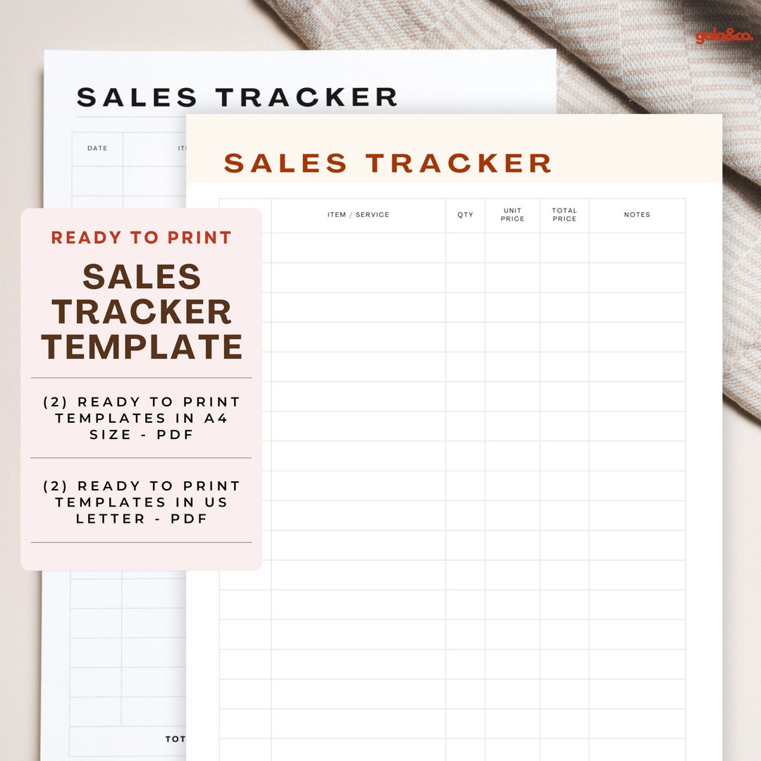 Buy Sales Tracker Template Ready to Print PDF, Small Business Bundle ...