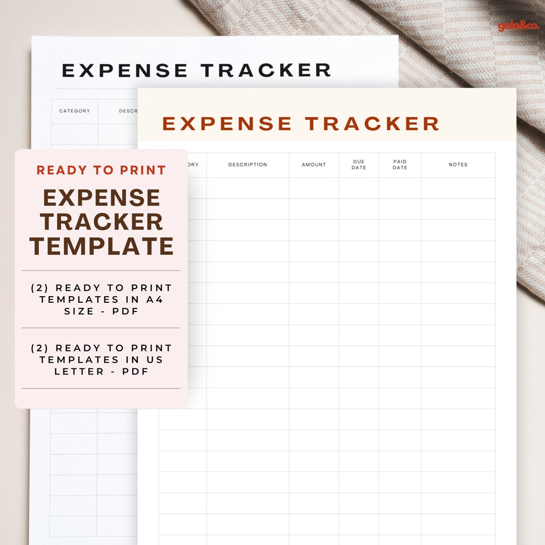 Expense Tracker Sheet PDF Ready to Print, Small Business Bundle ...