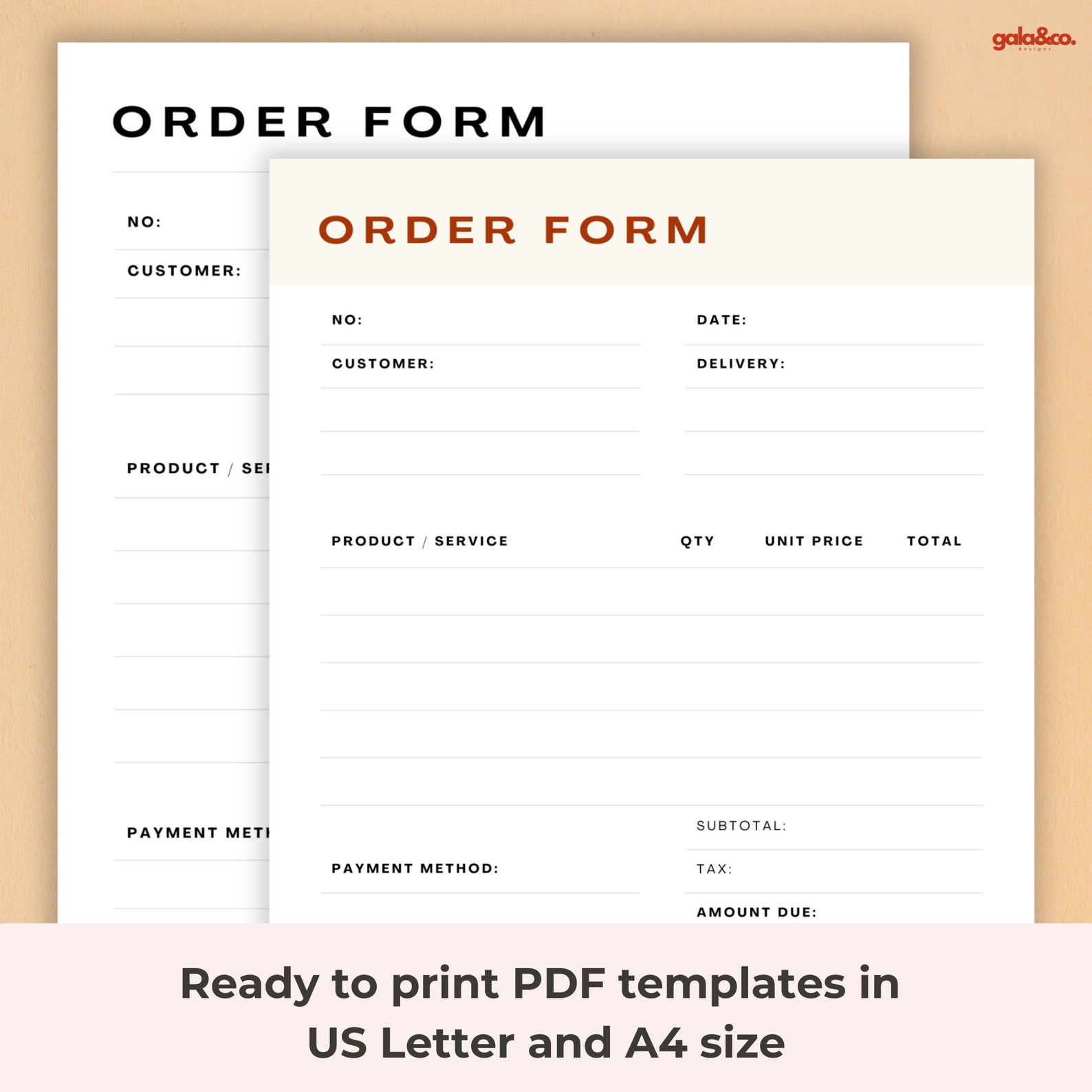Order Form Template PDF Ready to Print, Small Business Bundle Template ...