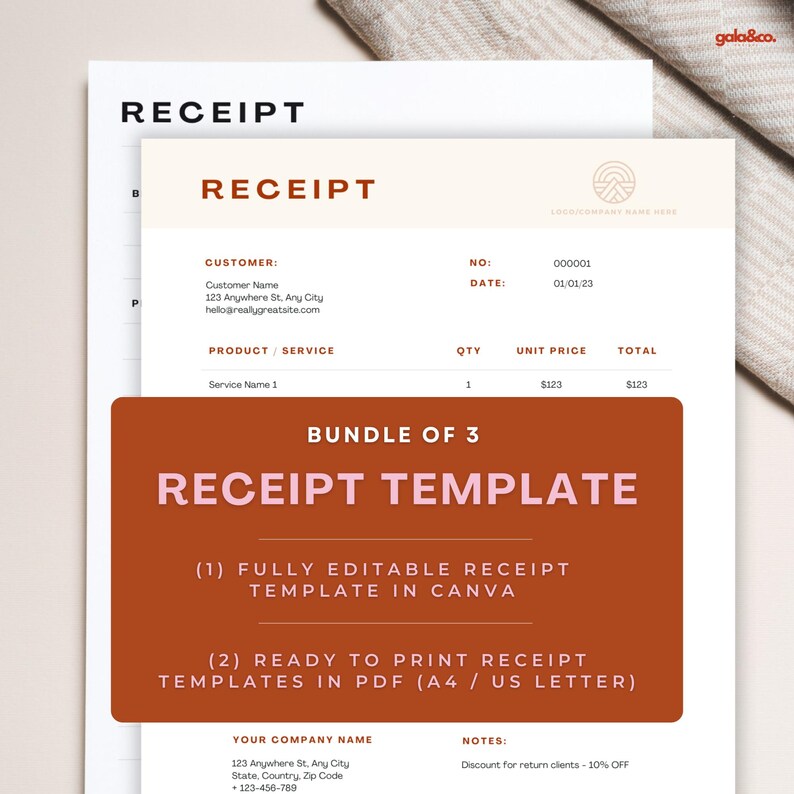 Receipt Template PDF Canva, Rental Auto Repair Childcare Sale Receipt ...