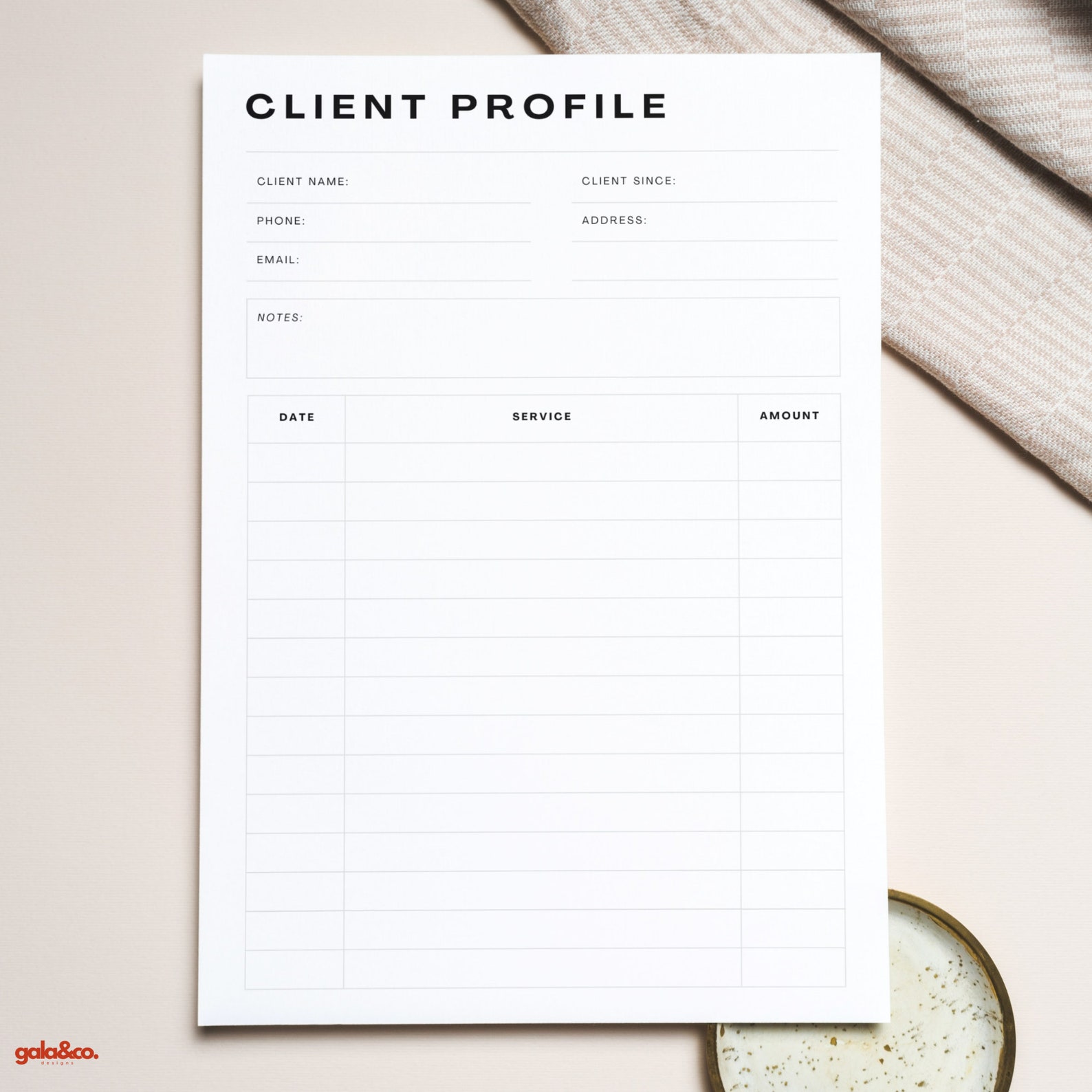 Client Profile Template PDF Ready to Print, Small Business Bundle ...