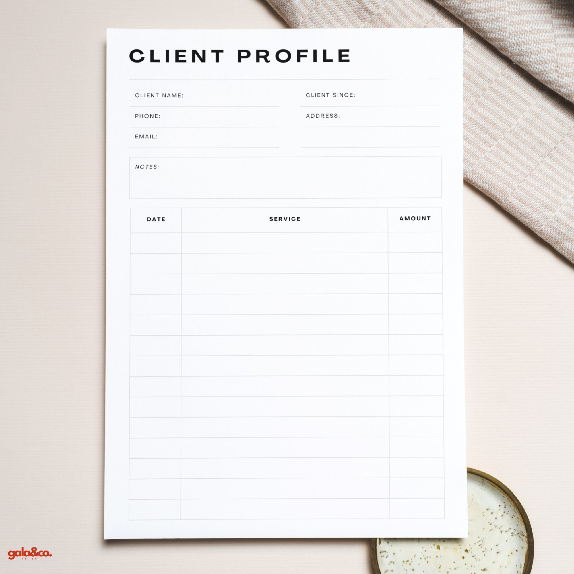Client Profile Template PDF Ready to Print, Small Business Bundle ...