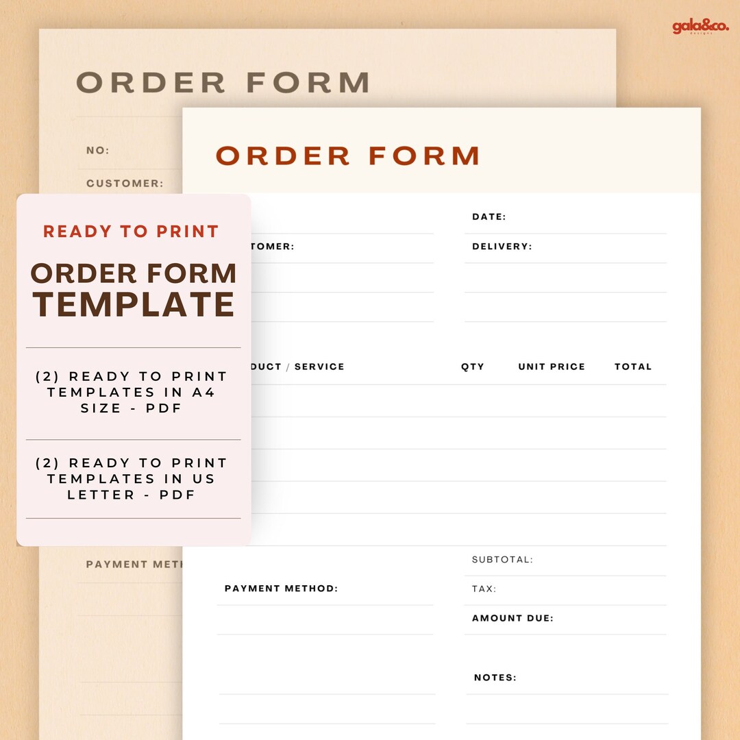 Order Form Template PDF Ready to Print, Small Business Bundle Template ...