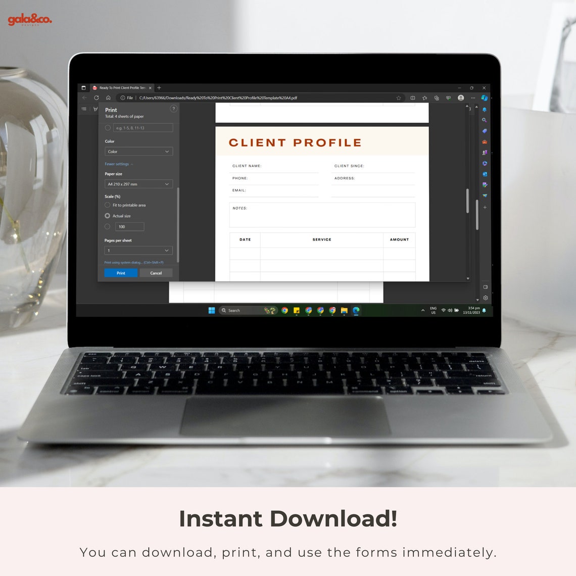 Client Profile Template PDF Ready to Print, Small Business Bundle ...