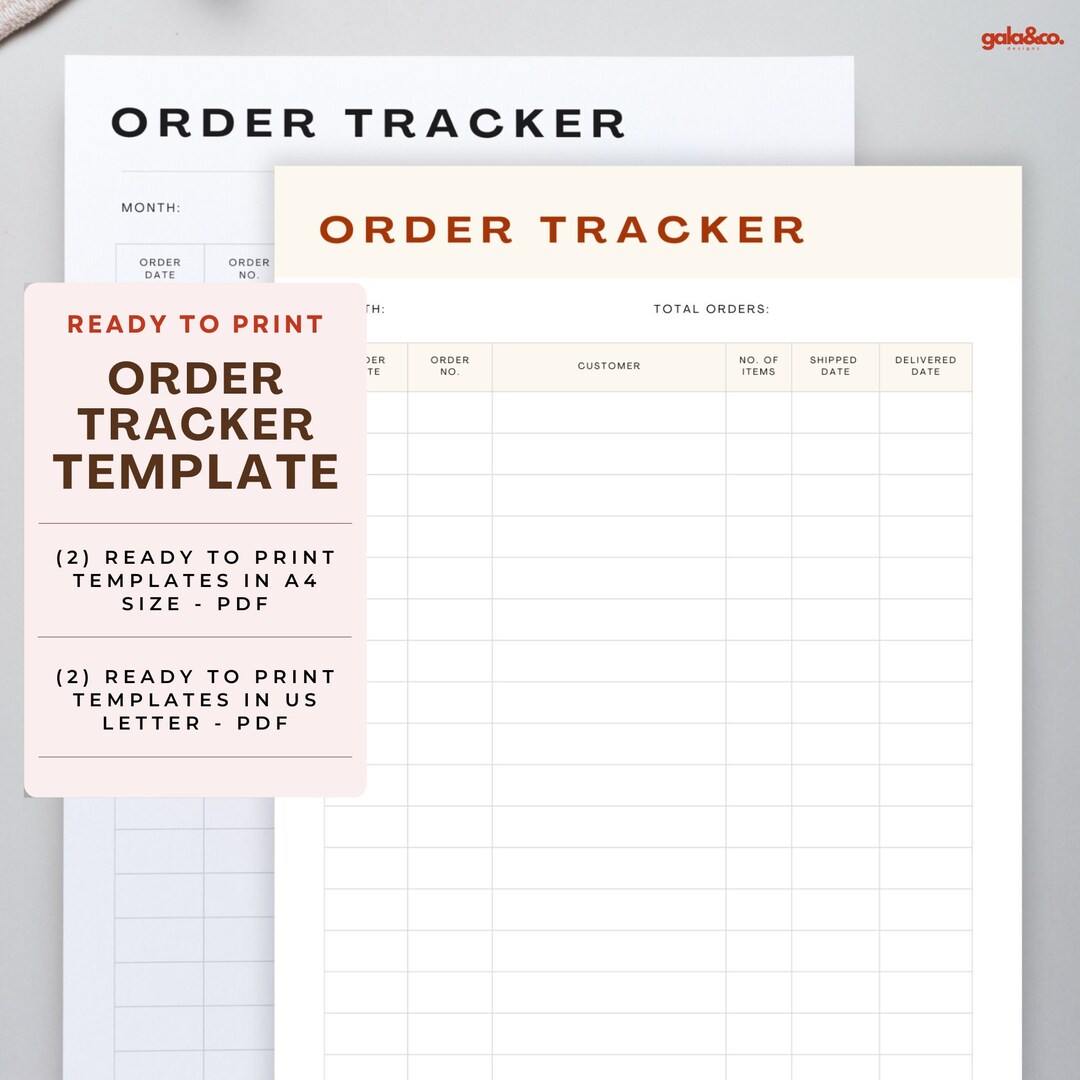 Order Tracker Template PDF Ready to Print, Small Business Bundle ...