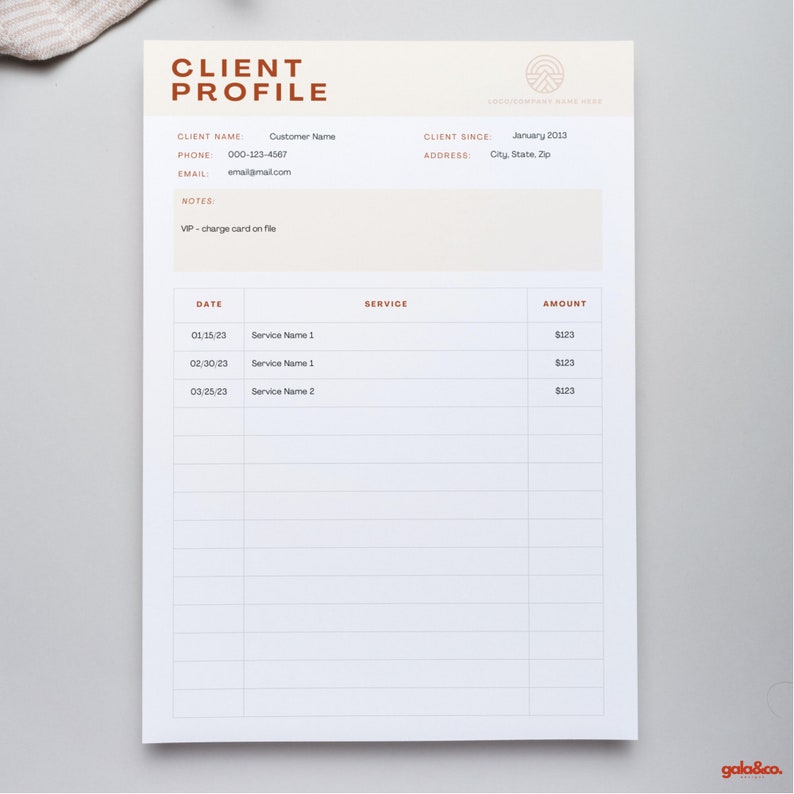 Client Profile Template Canva PDF, Small Business Bundle Tools ...