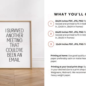 I Survived A Meeting Home Office Decor, Printable Wall Art, Funny ...