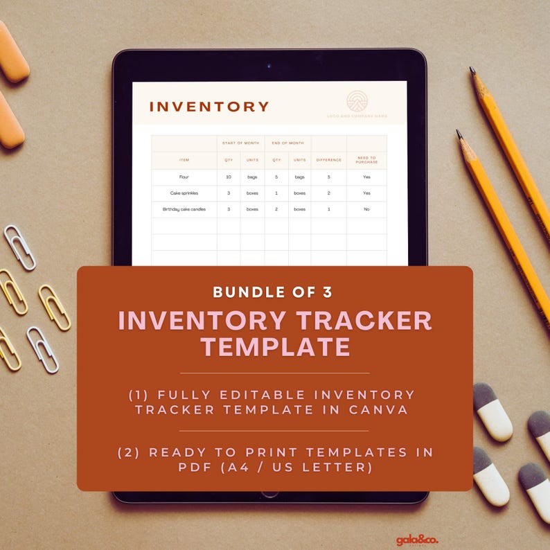 Inventory Tracker Template Canva PDF, Small Business Bundle Template ...