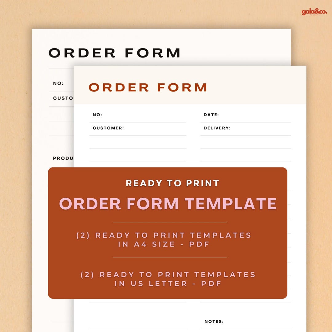 Order Form Template PDF Ready to Print, Small Business Bundle Template ...