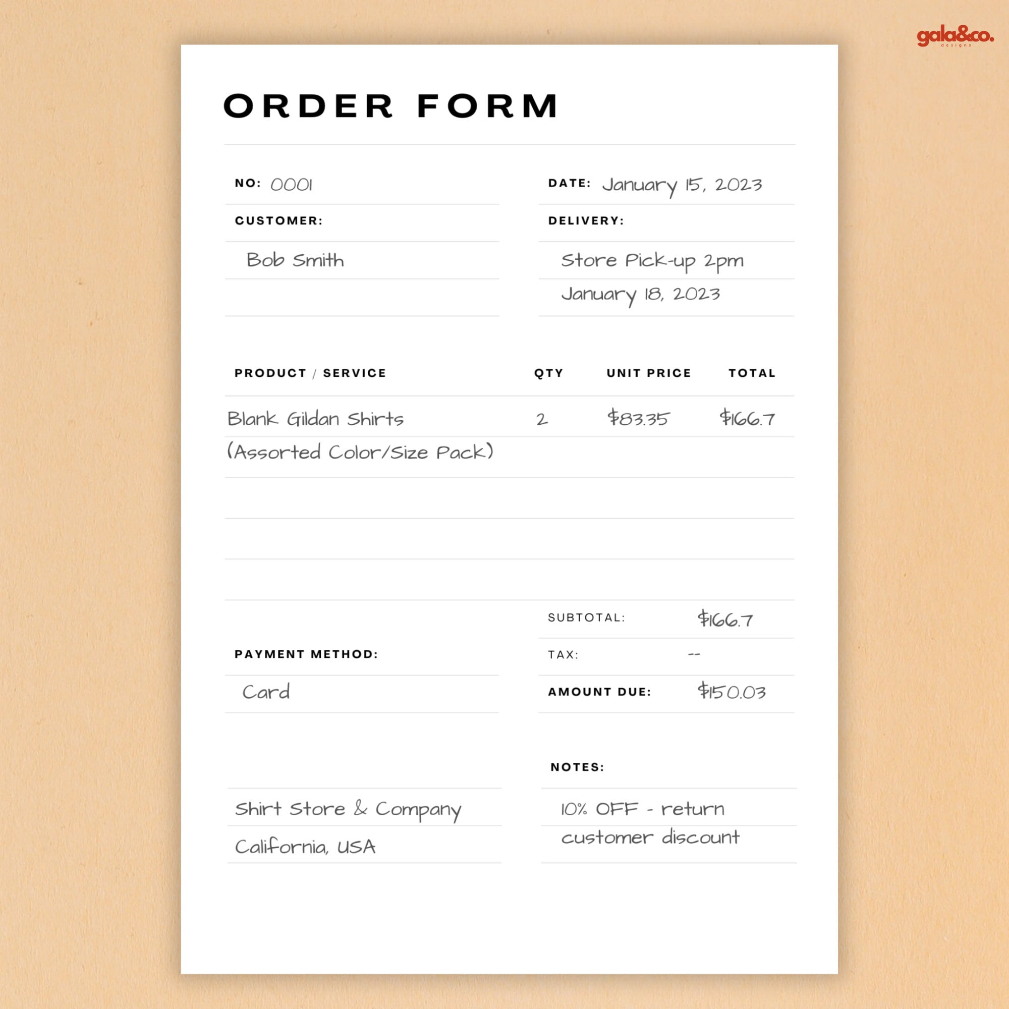 Order Form Template PDF Ready to Print, Small Business Bundle Template ...