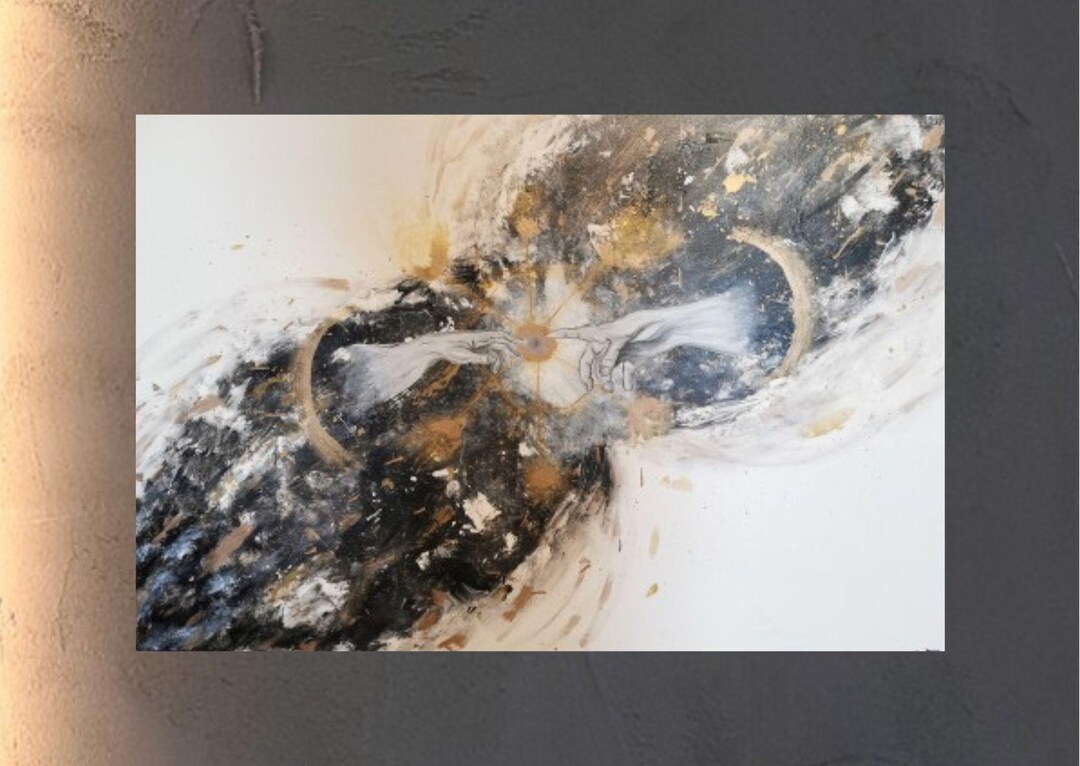 Creation of Adam & Cosmos - Large Abstract Painting, God's Hand, Wigner ...