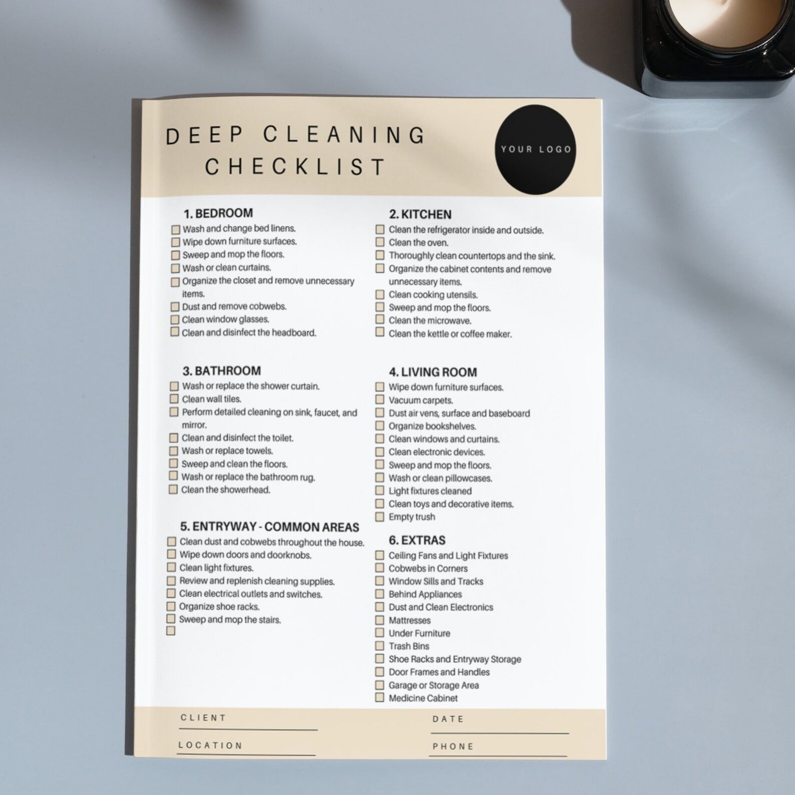 Editable Deep Cleaning Checklist Editable Canva Template US Letter Size ...