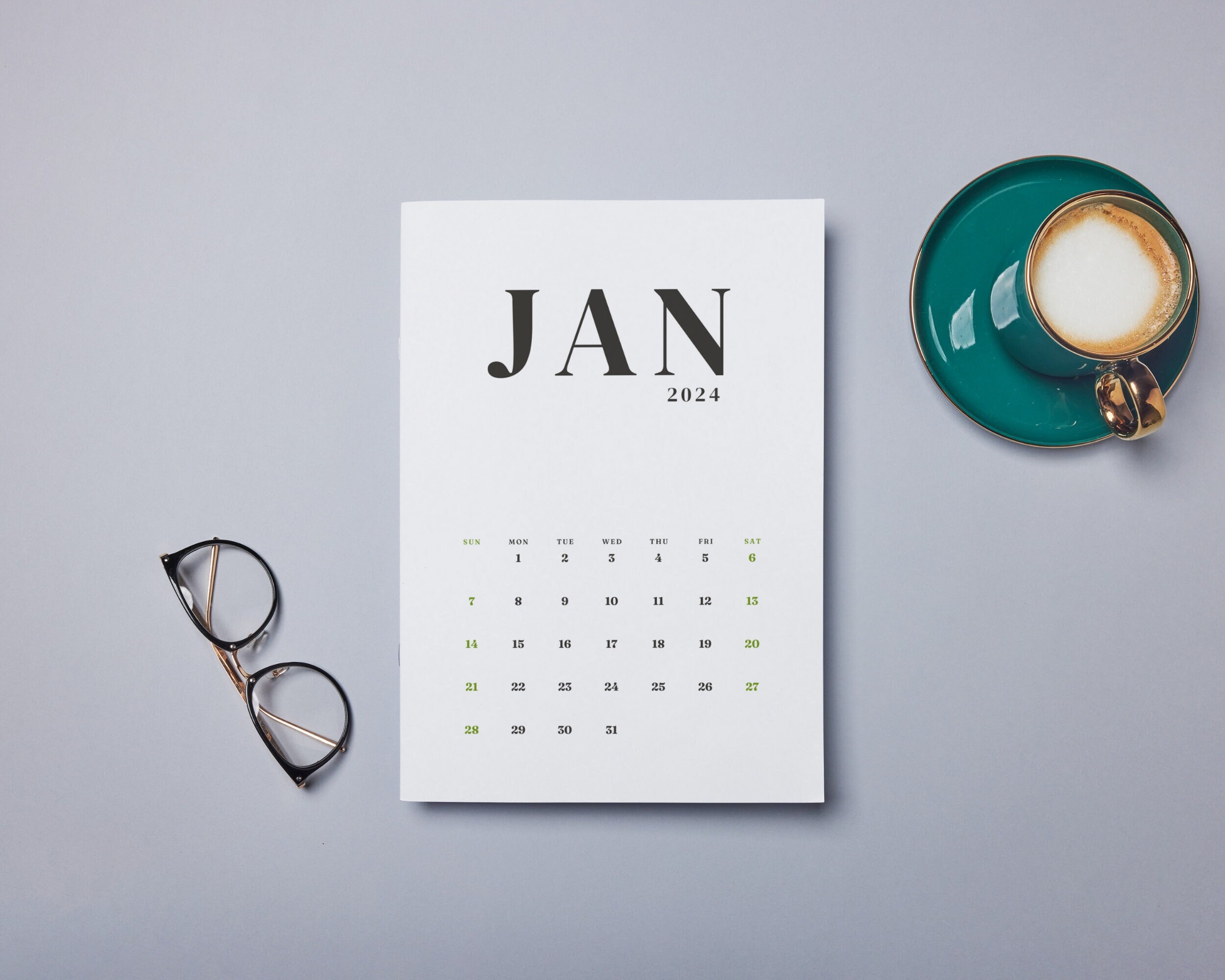 2024 Calendar Black and White Minimal Desk Calendar A4, A5, and US ...