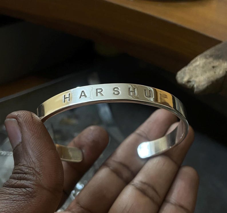 Personalized Sterling Silver Kada | 925 Silver Cuff Bracelet | Handmade Unisex Kada | Custom ...