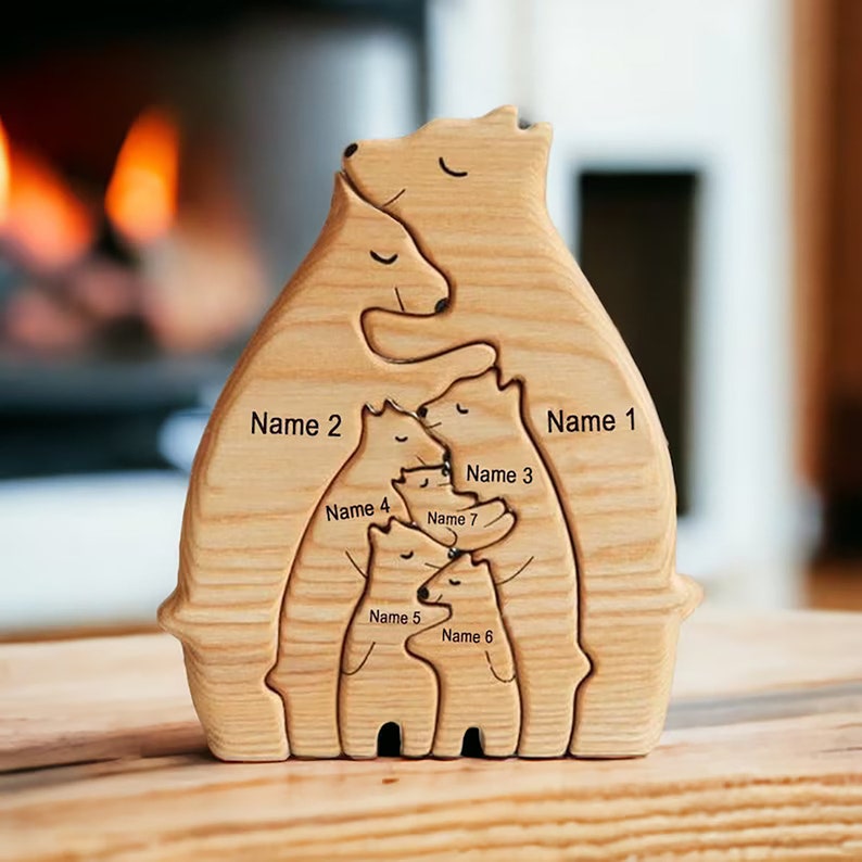 Personalized Wooden Bear Family Puzzle Engraved 4animal - Etsy Personalized Wooden Bear Family Puzzle Engraved 4animal - Etsy