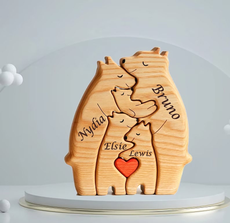 Personalized Wooden Bear Family Puzzle Engraved 4animal - Etsy Personalized Wooden Bear Family Puzzle Engraved 4animal - Etsy
