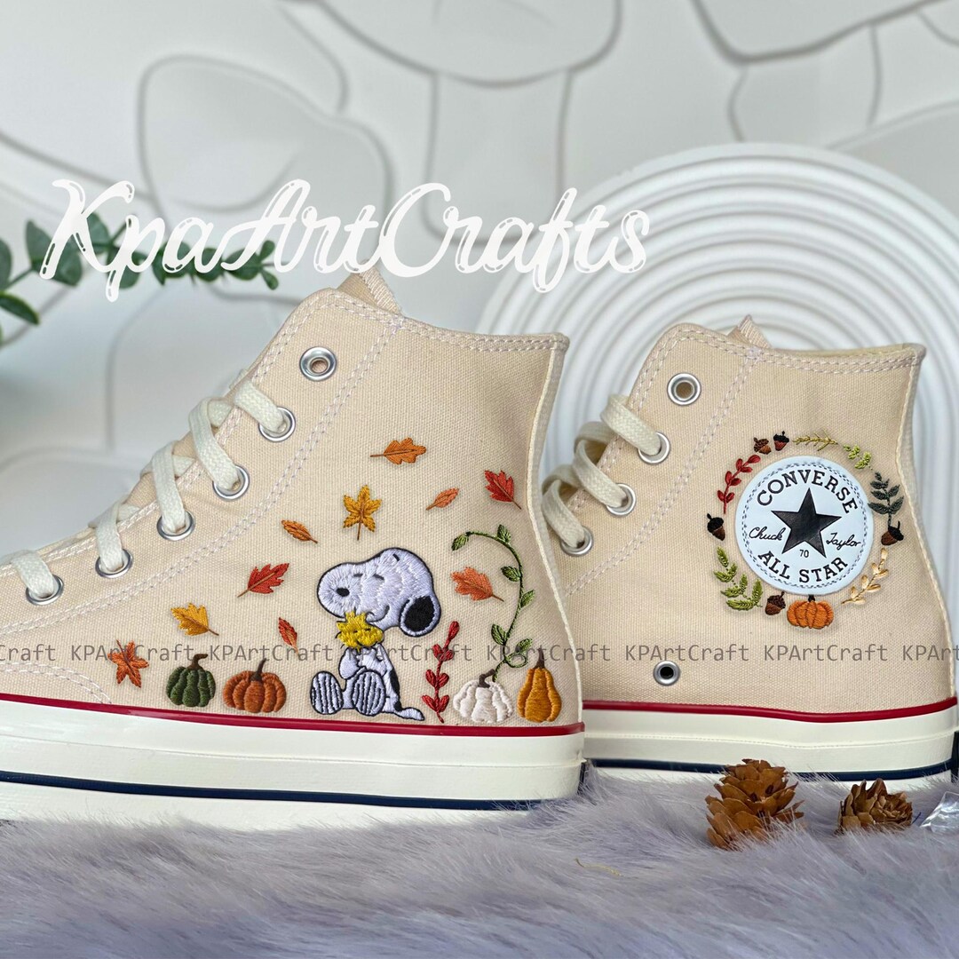 Custom Peanuts Dog's Embroidery Converse, Peanuts Dog Converse, Dog ...