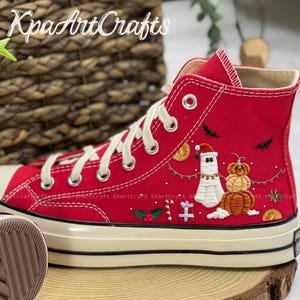 Christmas Ghost, Christmas Converse, Embroidery Shoes Christmas, Spooky ...