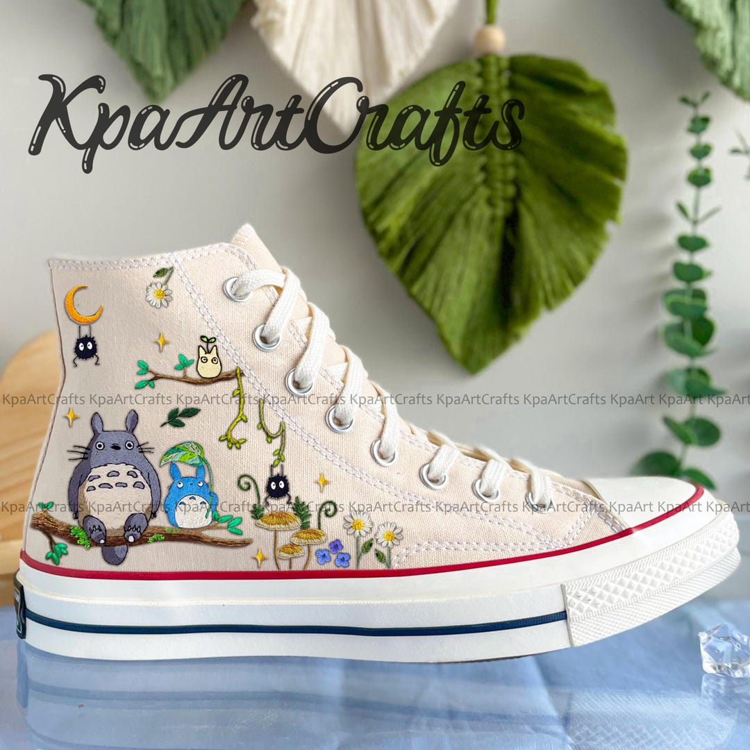 Custom Anime Cartoon Character Embroidered Converse, Anime Fan Custom ...